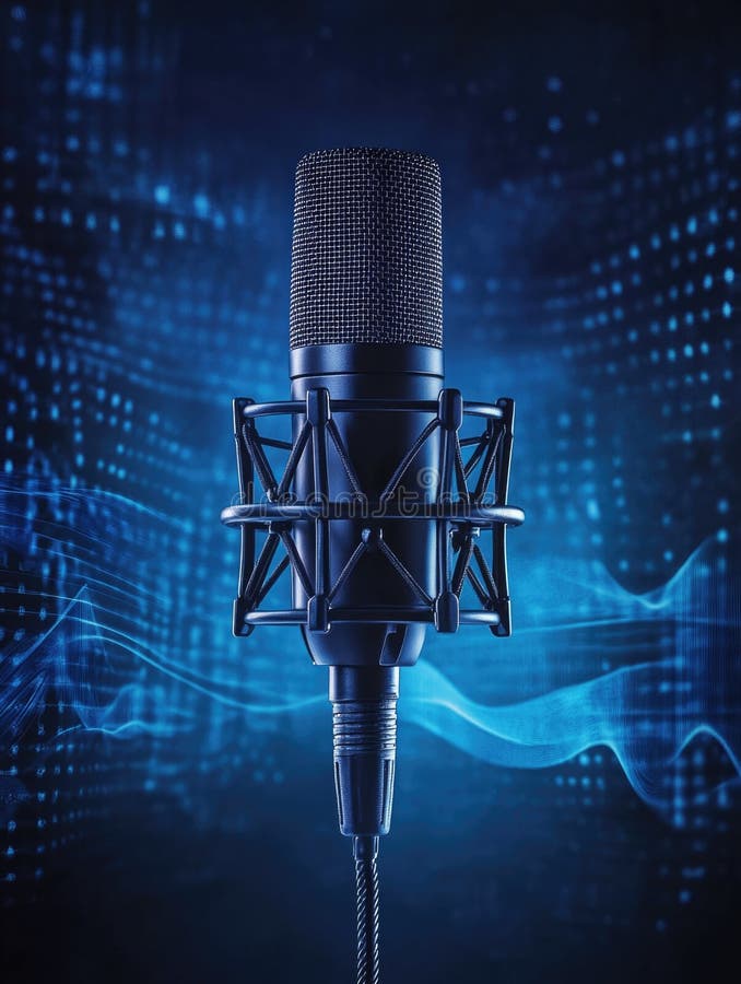 Microphone with sound wave stock image. Image of show - 377442623
