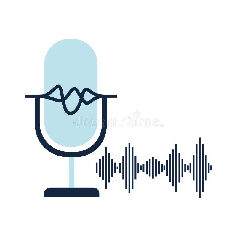 Microphone with Sound Wave Isolated Icon Stock Vector - Illustration of ...