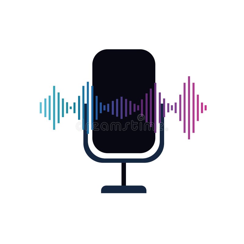 Microphone with Sound Wave Isolated Icon Stock Vector - Illustration of ...