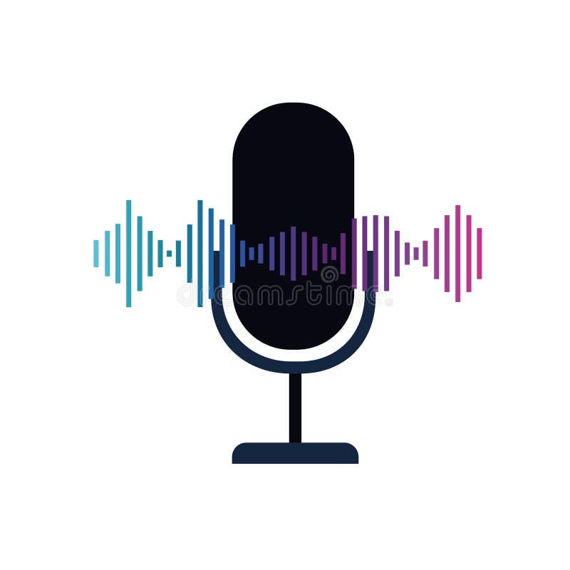 Microphone with Sound Wave Isolated Icon Stock Vector - Illustration of ...