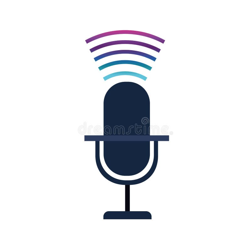 Microphone with Sound Wave Isolated Icon Stock Vector - Illustration of ...