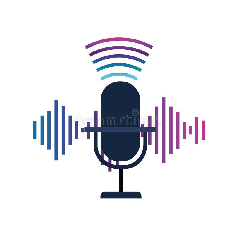 Microphone with Sound Wave Isolated Icon Stock Vector - Illustration of ...