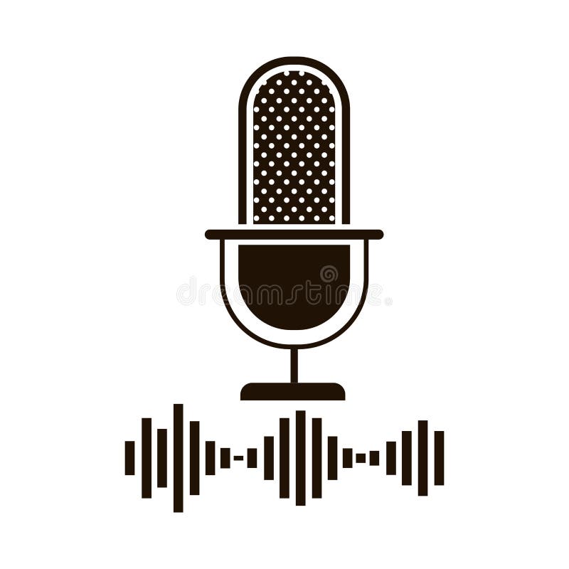 Microphone with Sound Wave Isolated Icon Stock Vector - Illustration of ...