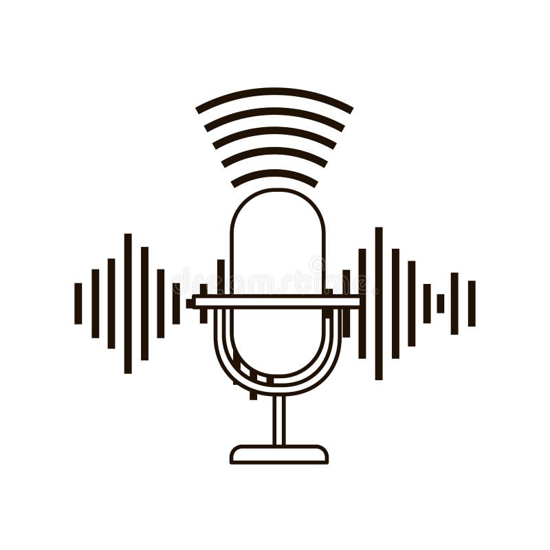 Microphone With Sound Wave Isolated Icon Stock Vector - Illustration of ...
