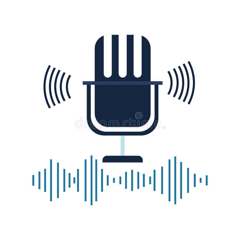 Microphone with Sound Wave Isolated Icon Stock Vector - Illustration of ...