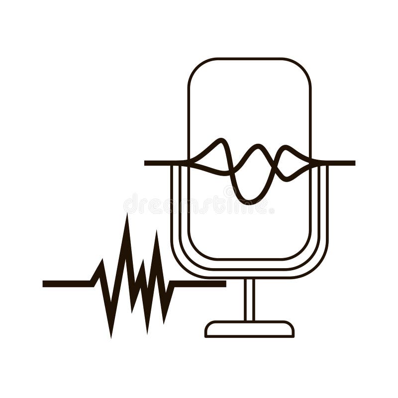 Microphone with Sound Wave Isolated Icon Stock Vector - Illustration of ...