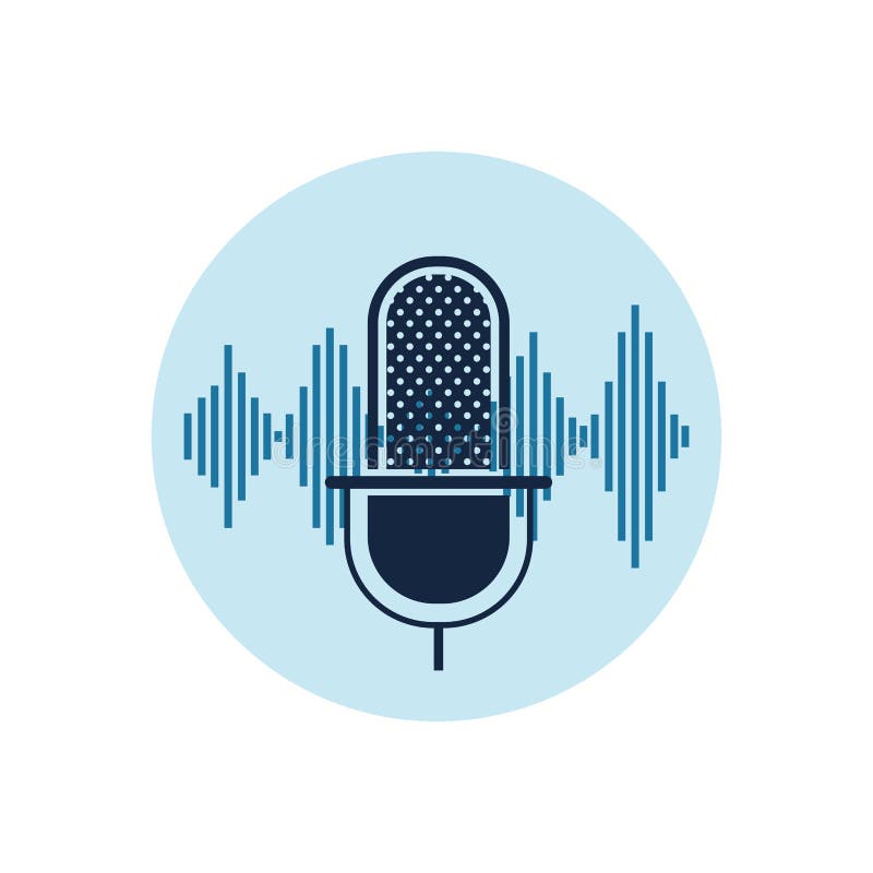 Microphone with Sound Wave Isolated Icon Stock Vector - Illustration of ...