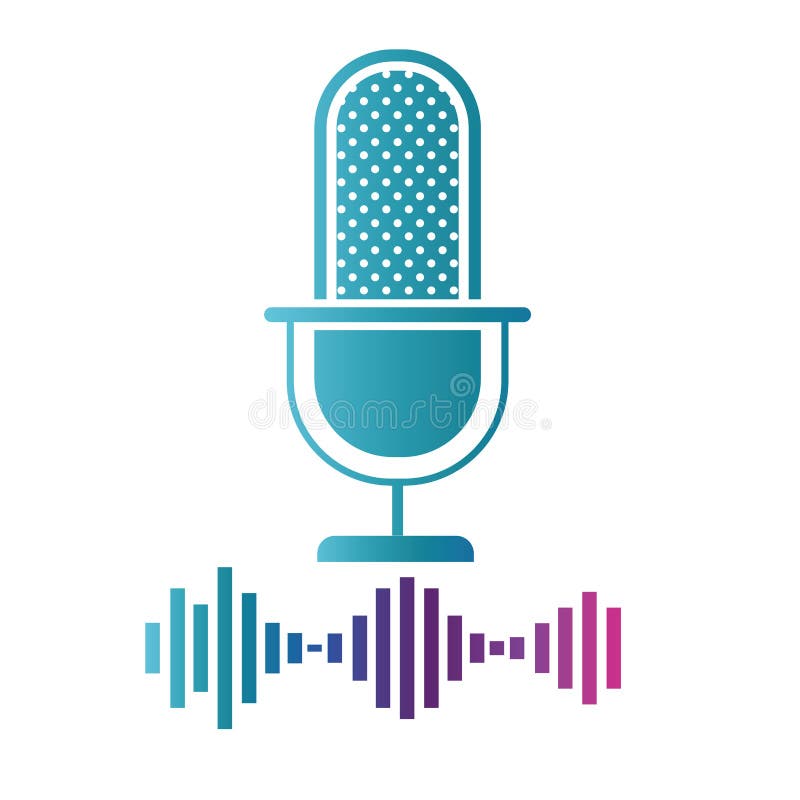 Microphone with Sound Wave Isolated Icon Stock Vector - Illustration of ...