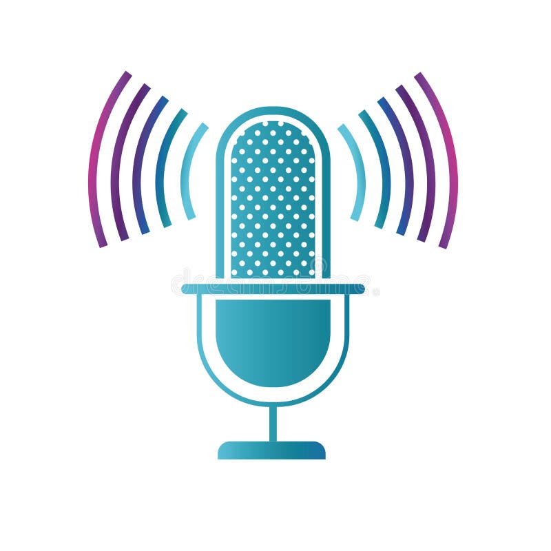 Microphone with Sound Wave Isolated Icon Stock Vector - Illustration of ...