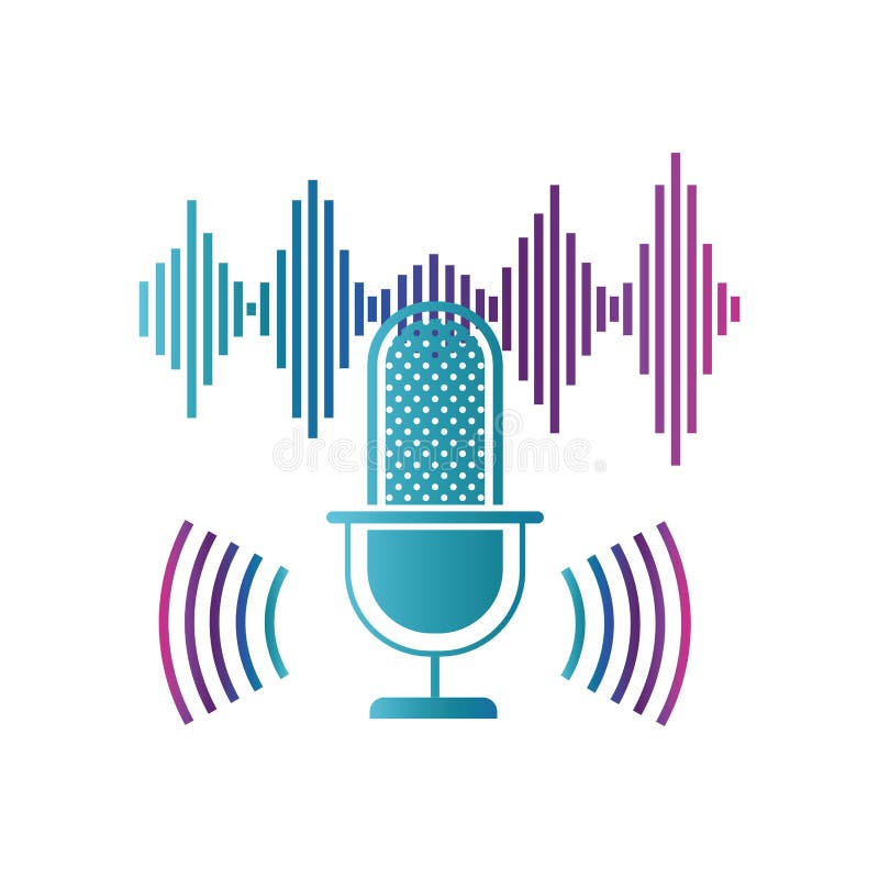 Microphone with Sound Wave Isolated Icon Stock Vector - Illustration of ...