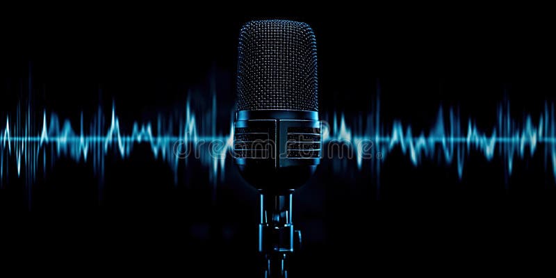 Microphone sound waves stock photo. Image of entertainment - 335646642