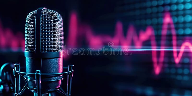 Microphone sound waves stock photo. Image of equipment - 335648388