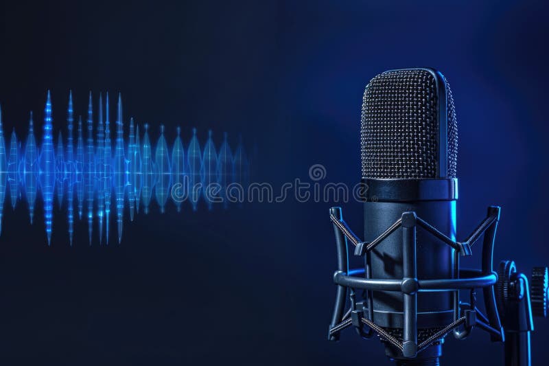 A Microphone with Sound Waves Visible Stock Image - Image of music ...