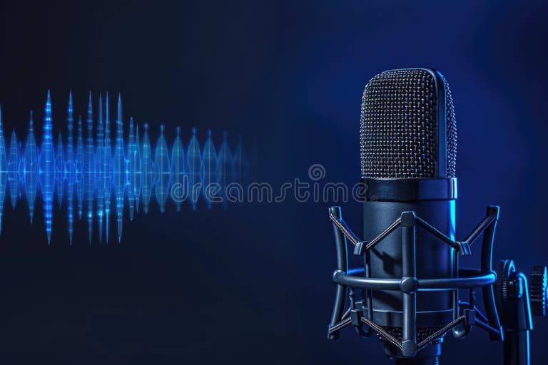A Microphone with Sound Waves Visible Stock Image - Image of music ...