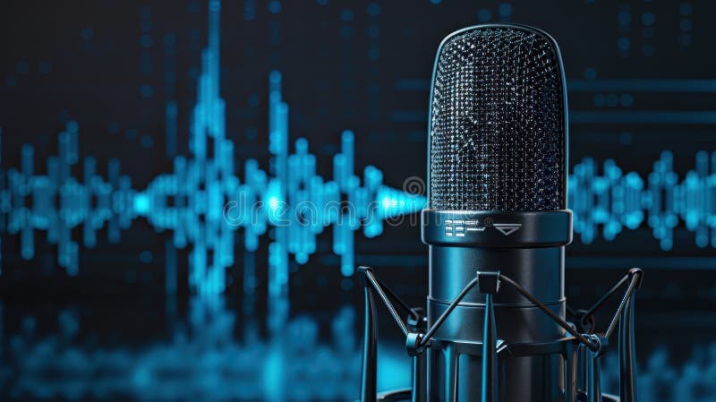The Microphone with Soundwave Background. AI Generated Stock Image ...