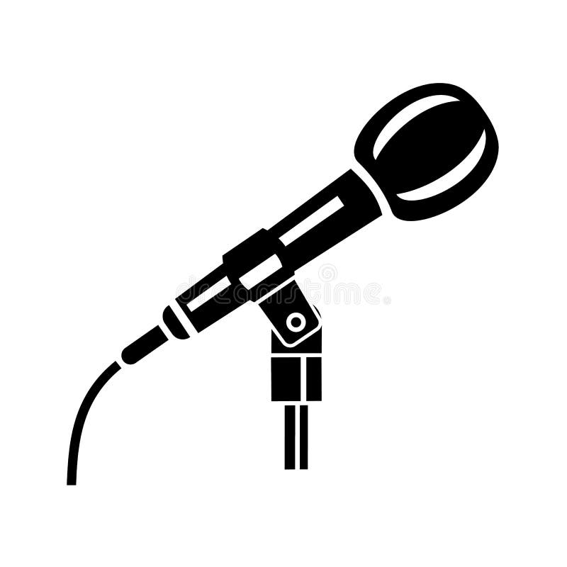 Microphone for Speaker or Singer with Wire on Stand. Simple Style Logo ...