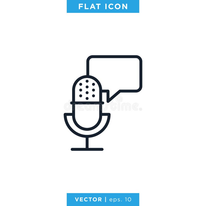 Microphone with Speech Bubble Icon Vector Logo Design Template. Stock ...