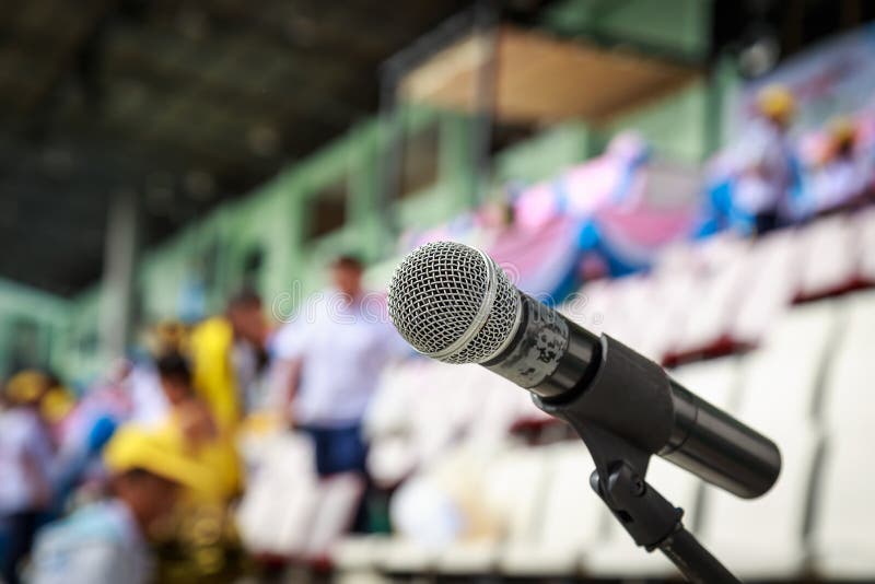 Microphone in stadium stock photo. Image of metal, metallic - 47494286