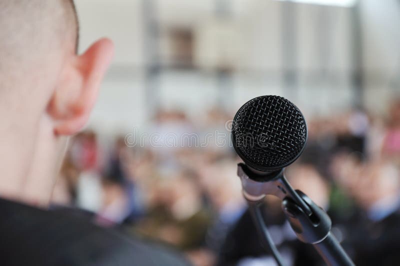 Microphone on the stage stock image. Image of center - 14008985