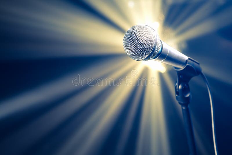 Microphone on stage stock photo. Image of glowing, karaoke - 14145752