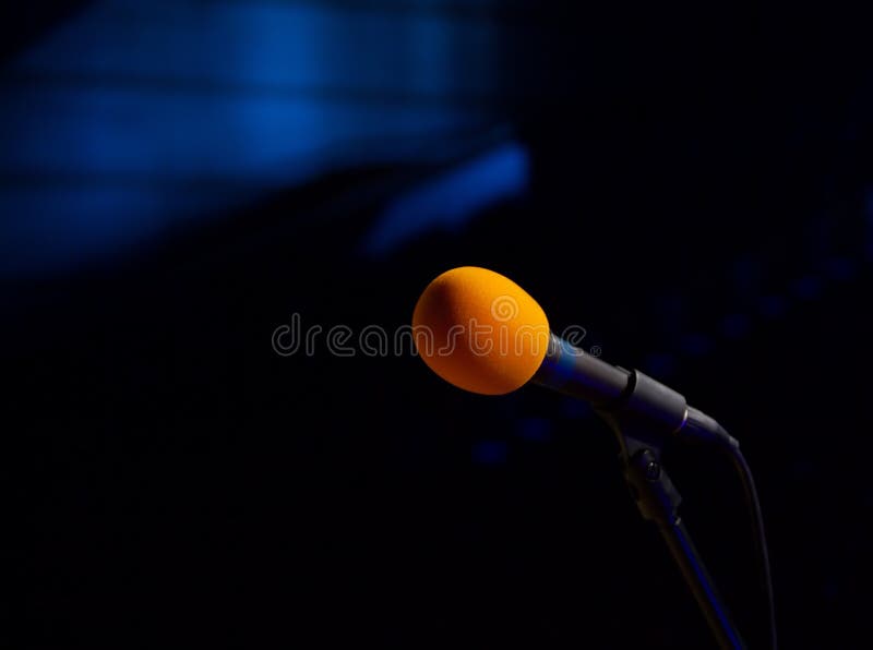 Microphone on the Stage and Auditorium Stock Image - Image of audio ...