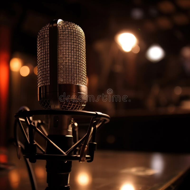 Microphone on stage stock illustration. Illustration of musical - 272787247