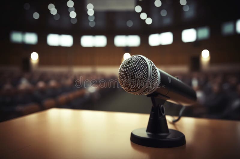 Microphone on Stage with Microphone Microphone on Stage Stock ...