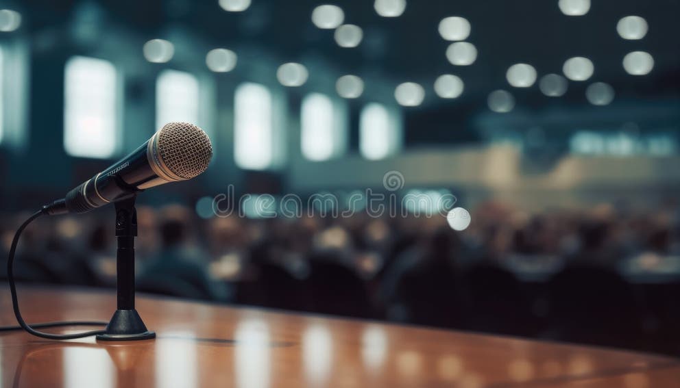 Microphone on Stage with Microphone Microphone on Stage Stock ...