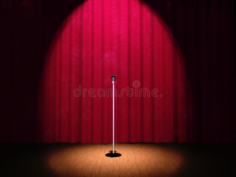 A microphone on a stage stock illustration. Illustration of microphone ...