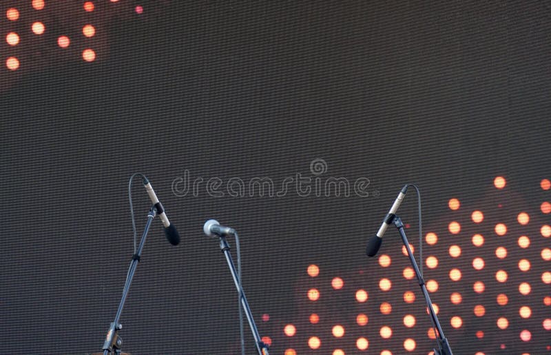 The Microphone on Stage before the Artist Performance. Stock Image ...