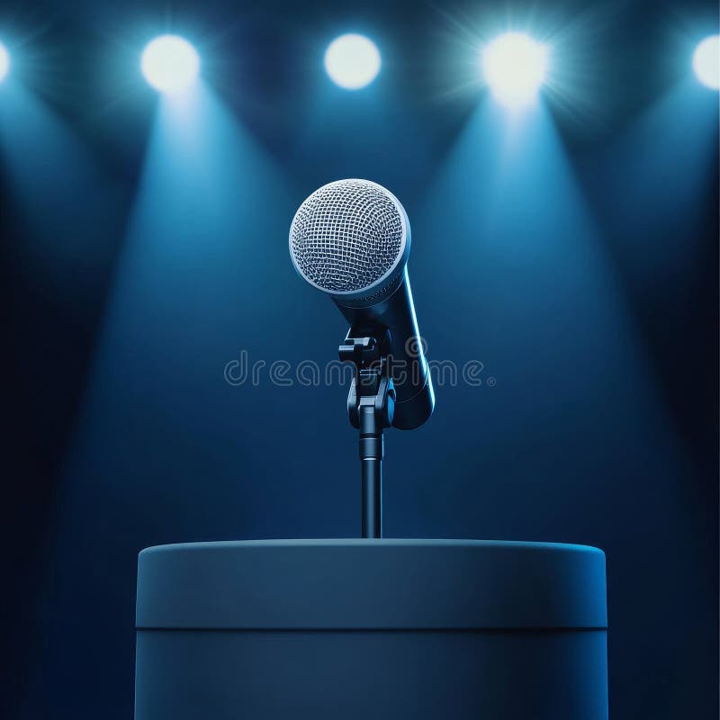 Microphone on Stage Background with Lights. Vector Illustration. Eps 10 ...