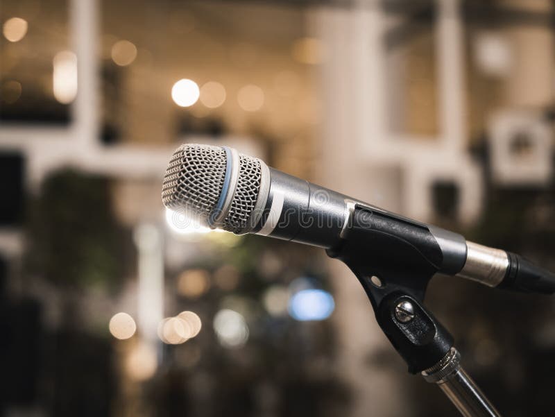 Microphone on Stage Concert Event Entertainment Stock Image - Image of ...