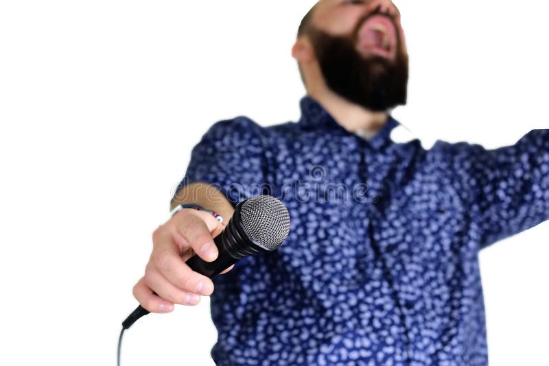 Microphone on Stage Hand Hold Stock Photo - Image of concert, music ...