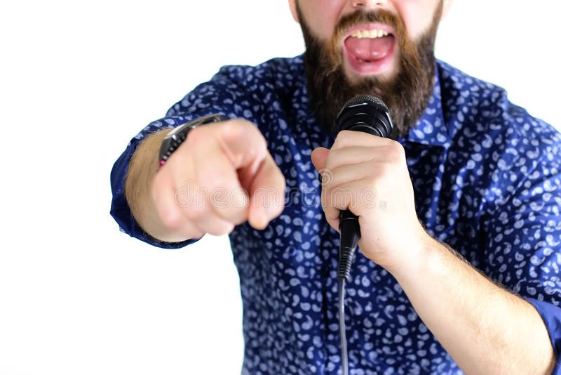 Microphone on Stage Hand Hold Stock Image - Image of creative ...