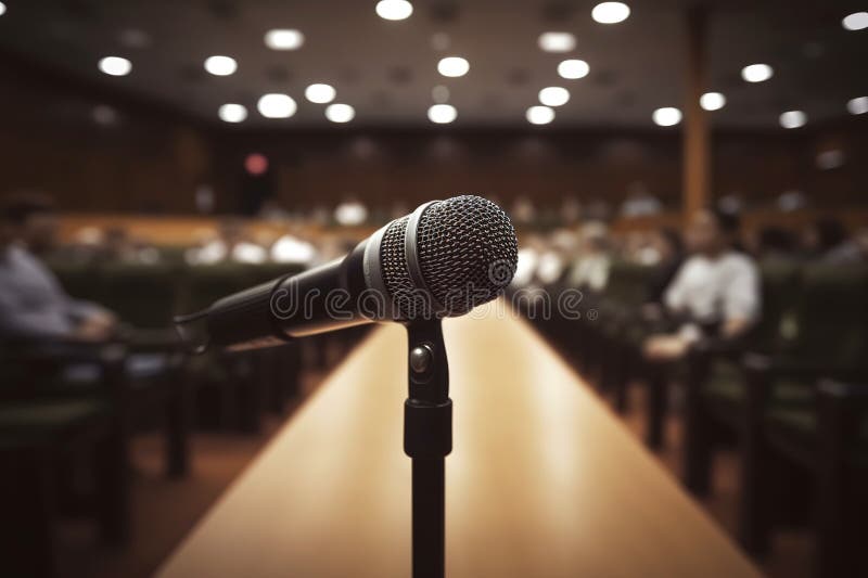 Microphone on Stage with Spotlight Microphone Microphone on Stage Stock ...