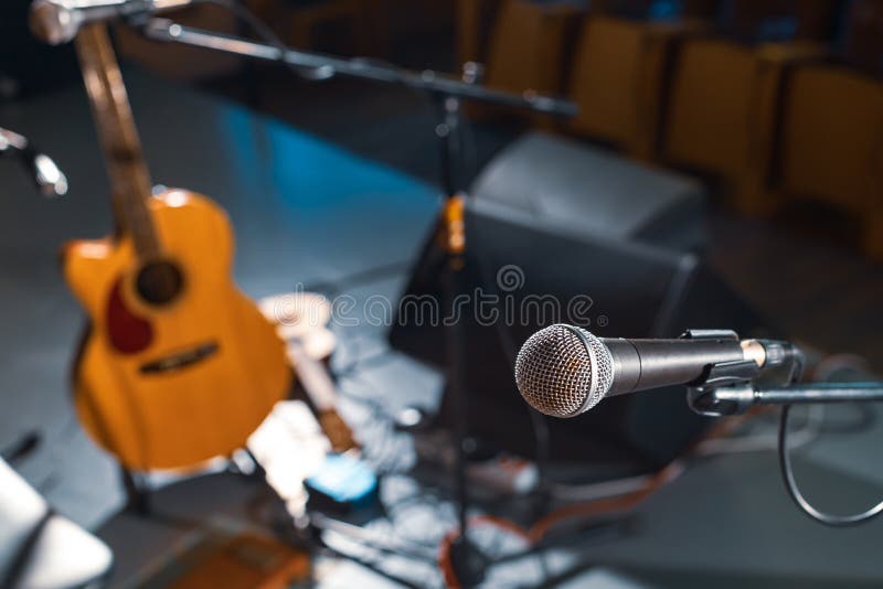 Musical Instruments on Stage without Musicians. Concert Cancellation ...