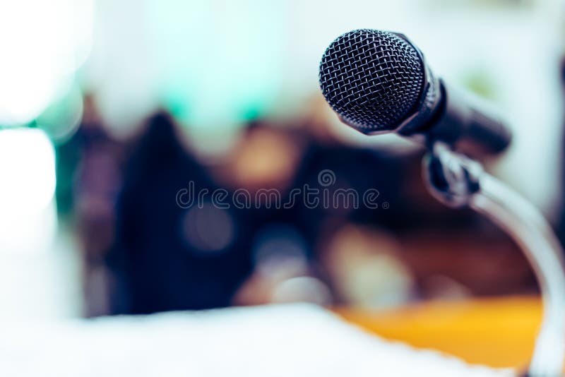 Microphone on Stage Singing Contest Stock Image - Image of public ...