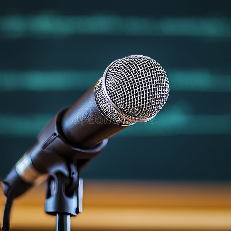 Microphone on a Stand on a Background of the Monitor with a Pattern ...