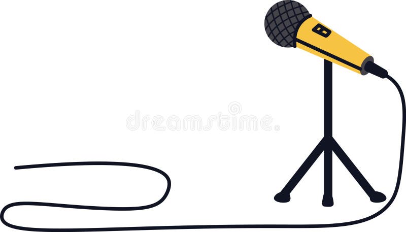 Microphone on Stand with Cable Stock Illustration - Illustration of ...