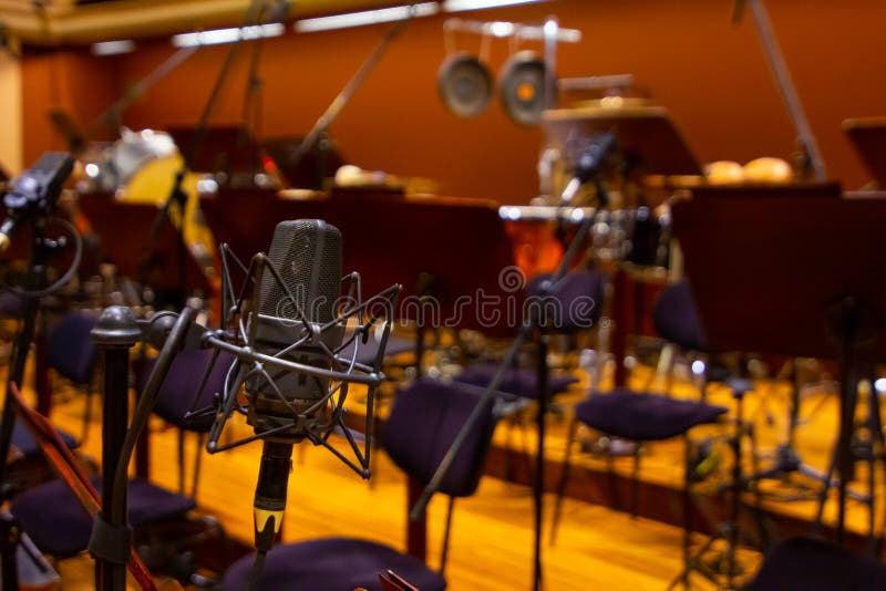Microphone with a Stand Close Up. Instruments of the Orchestra in ...
