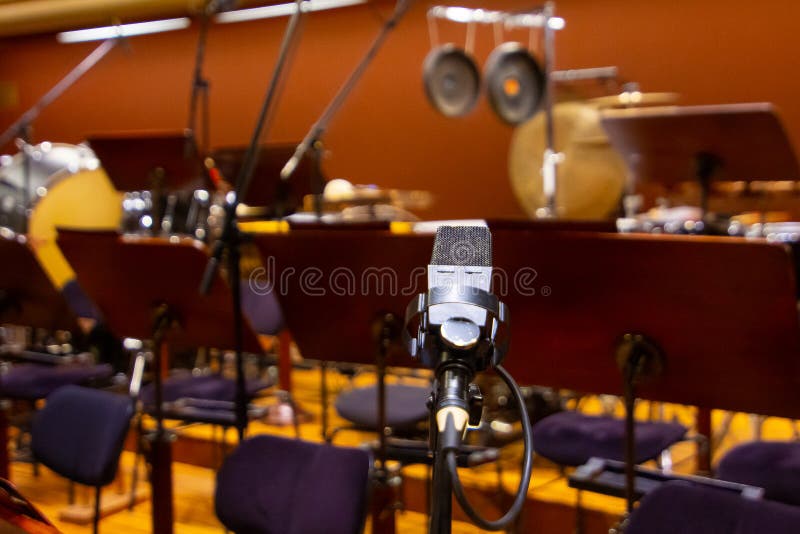 Microphone with a Stand Close Up. Instruments of the Orchestra in ...