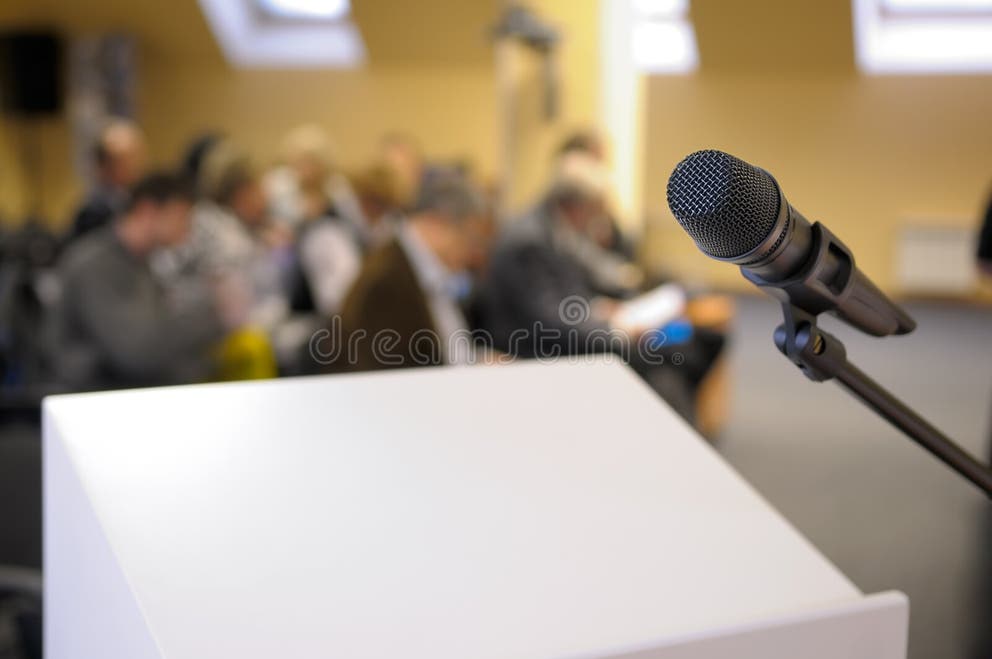 Microphone Stand at Conference. Stock Photo - Image of floor, focus ...