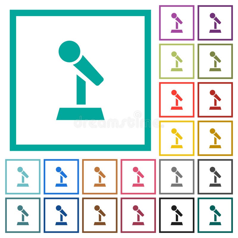 Microphone with Stand Outline Flat Color Icons in Circle Shape Outlines ...