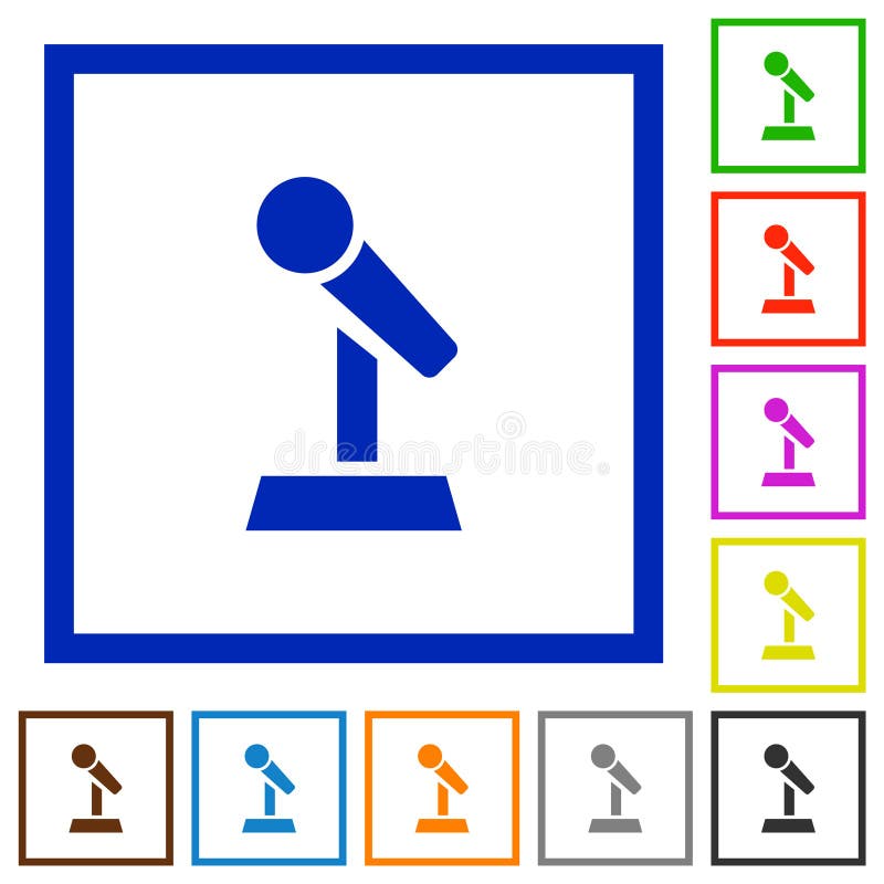 Microphone with Stand Outline Flat Color Icons in Circle Shape Outlines ...