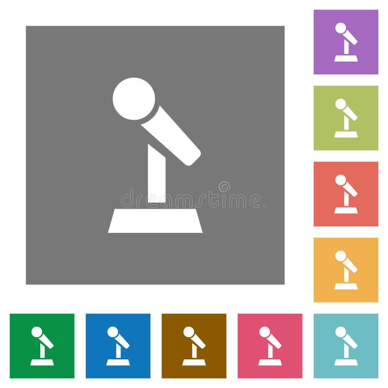 Microphone with Stand Outline Flat Color Icons in Circle Shape Outlines ...