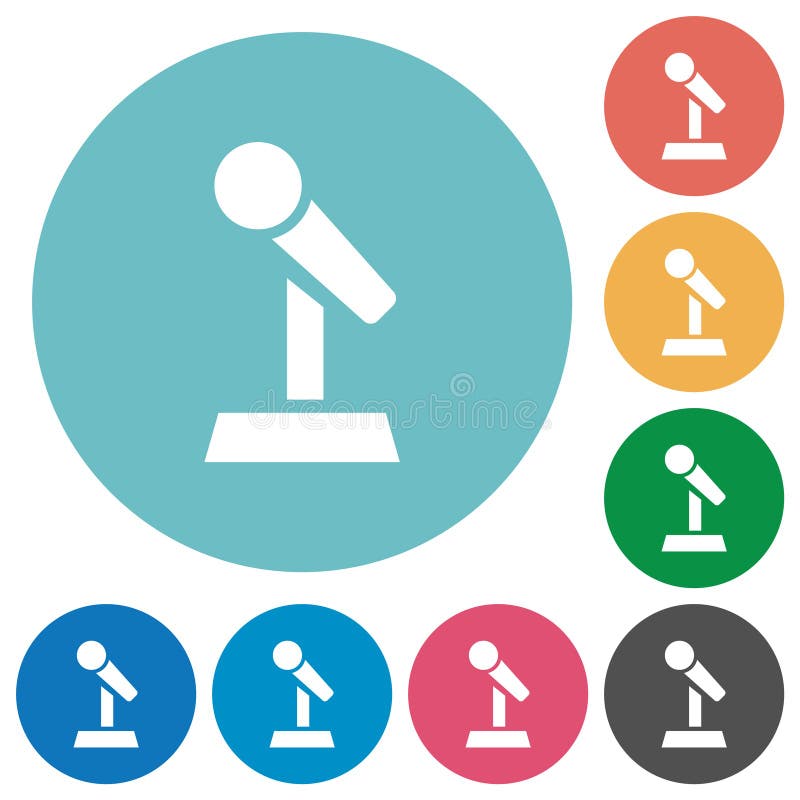 Microphone with Stand Outline Flat Color Icons in Circle Shape Outlines ...