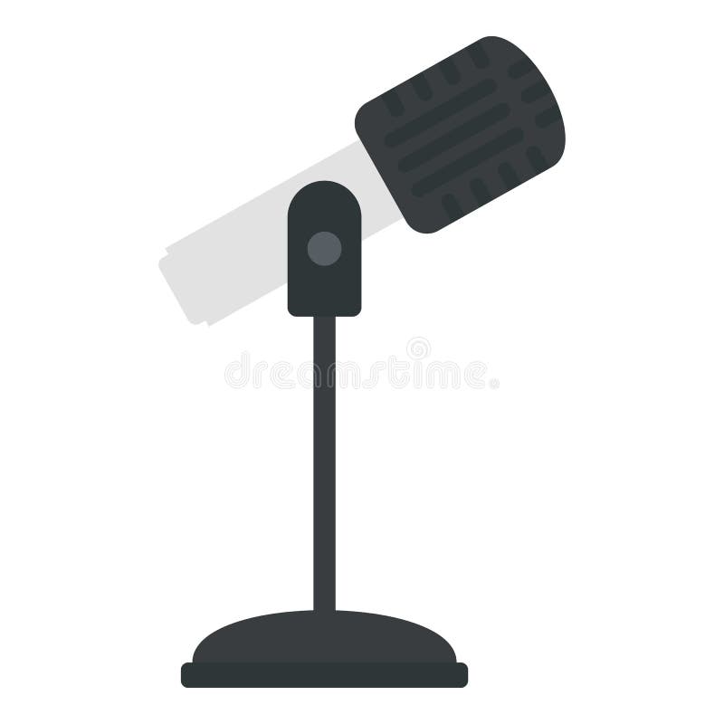 Microphone on Stand Icon, Flat Style Stock Vector - Illustration of ...