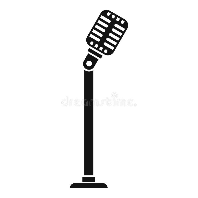 Microphone on Stand Icon, Simple Style Stock Vector - Illustration of ...