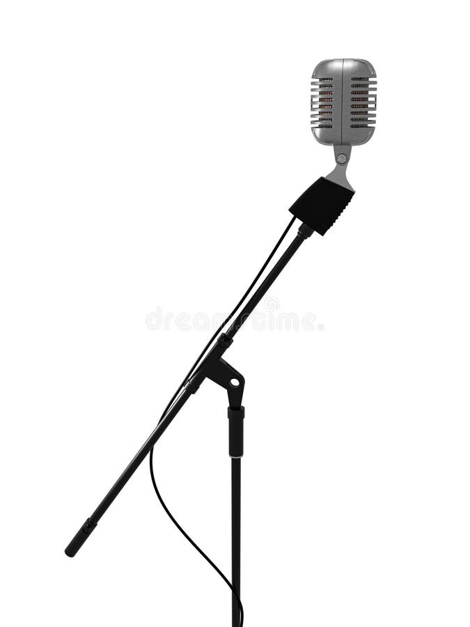 Microphone Stand Isolated on White. Bronze Vintage Microphone Isolated ... Microphone Stand Isolated on White. Bronze Vintage Microphone Isolated ...