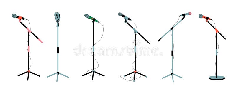 Microphone on Stand. Mic Instruments for Concert Stage Performance ...